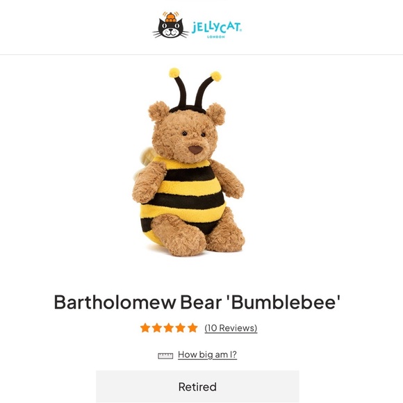 Jellycat | Toys | Jellycat Retired Bartholomew Bear Bee | Poshmark